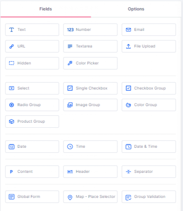 Different Fields and Field Options - Acowebs